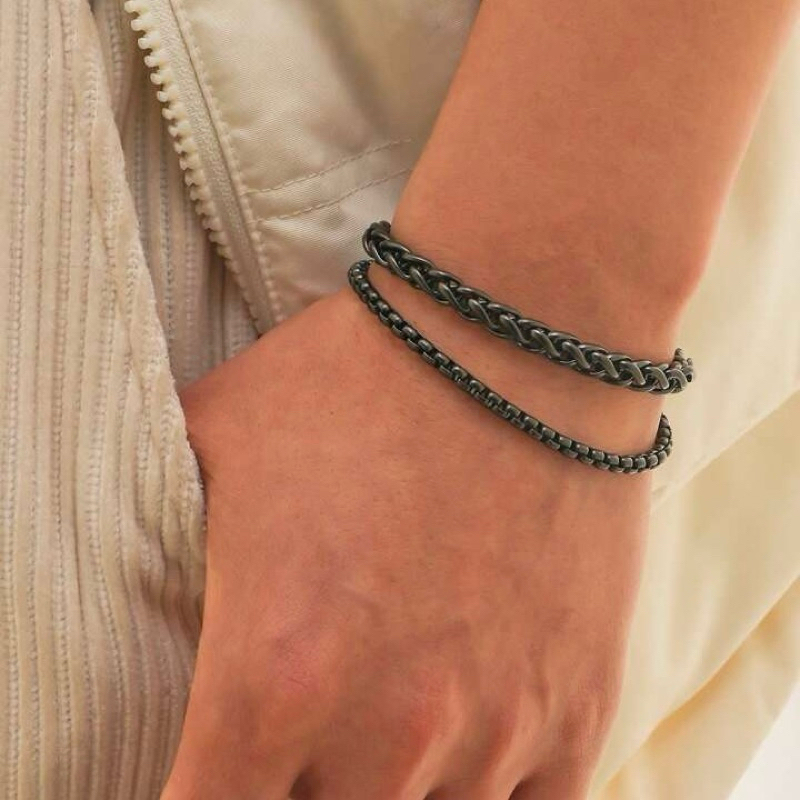 Jual DOUBLE LAYER CHAIN BRACELET / GELANG RANTAI HITAM BLACK / BRACELET ...