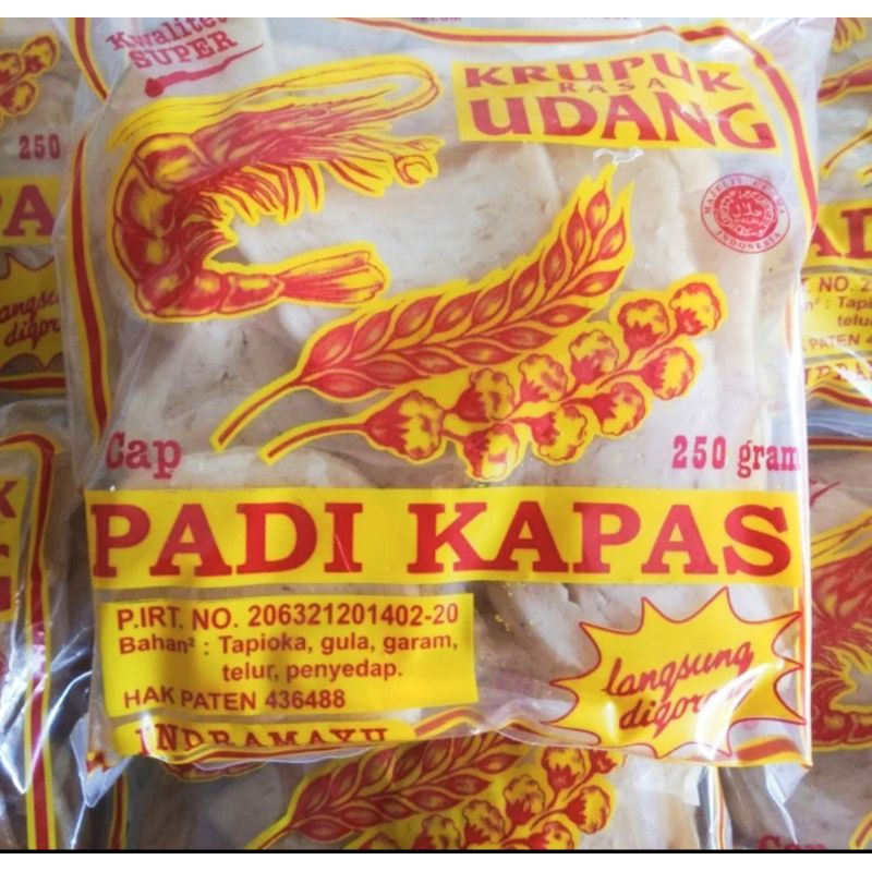 Jual Kerupuk Udang Mentah Merk Padi Kapas Besar / Kancing / Stick 250gr ...
