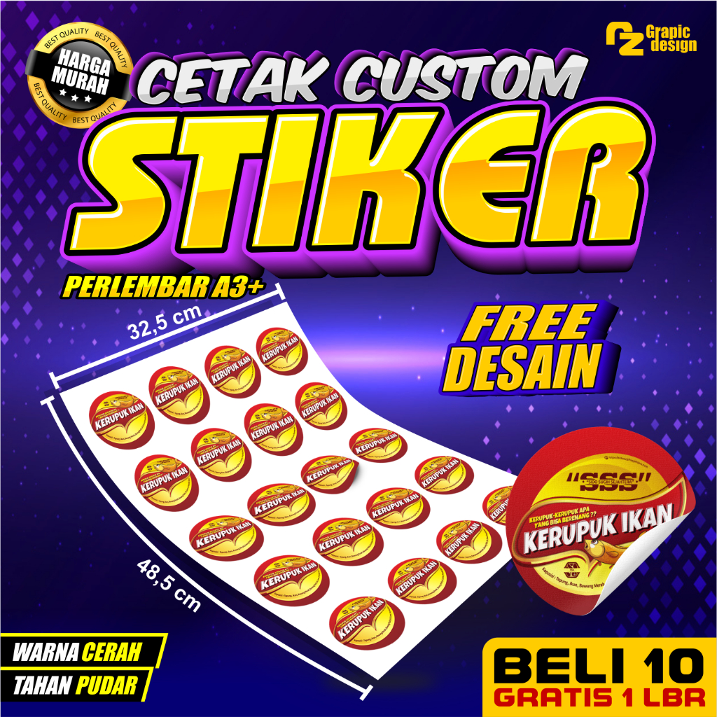 Jual CETAK STIKER CHROMO CUT A3 MURAH / CETAK STIKER LABEL KEMASAN ...