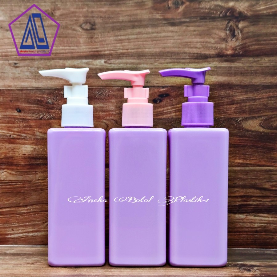 Jual Botol Pump 250ml Kemasan Sabun Mandi Cair Model Kotak Pet Ungu / Botol 250 Ml Pump Clip ...