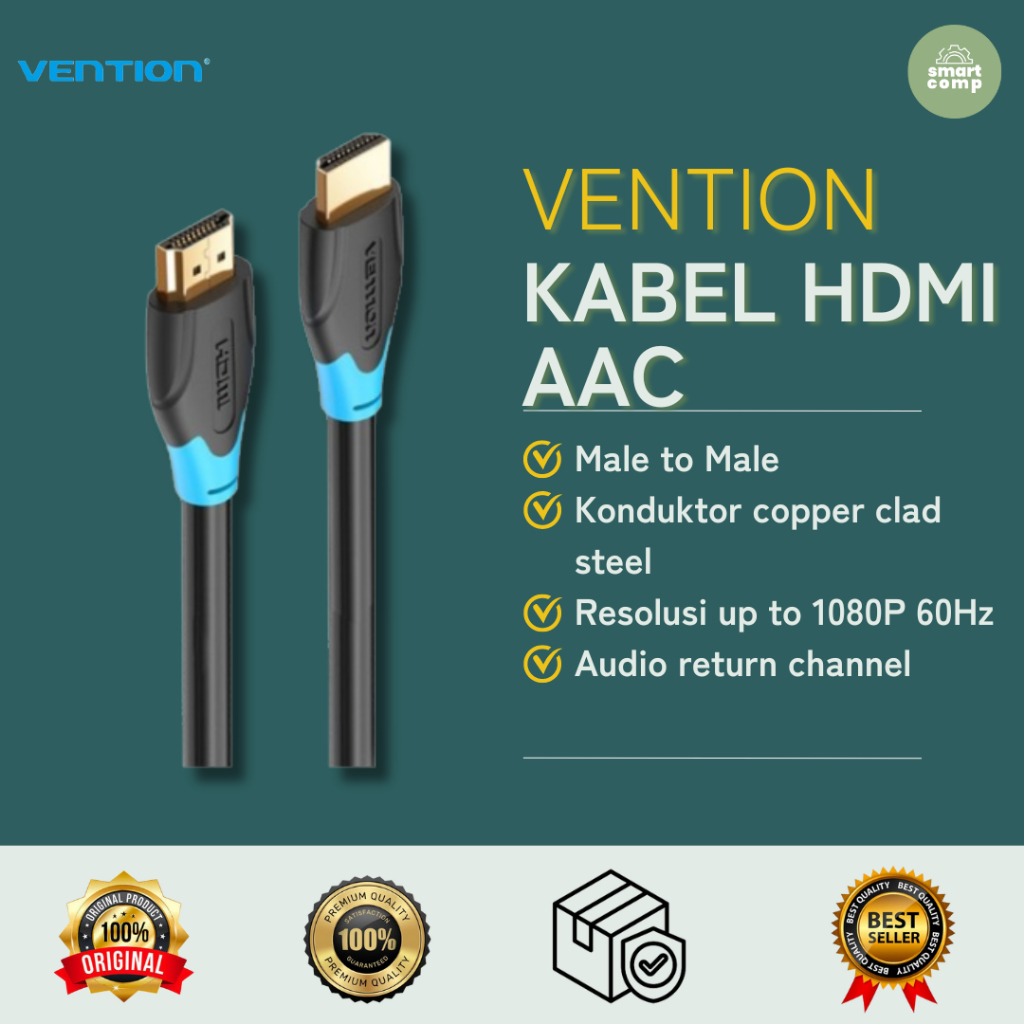 Jual Kabel HDMI Male to Male Vention- AAC 0.75m / 1m / 1.5m / 2m / 3m ...