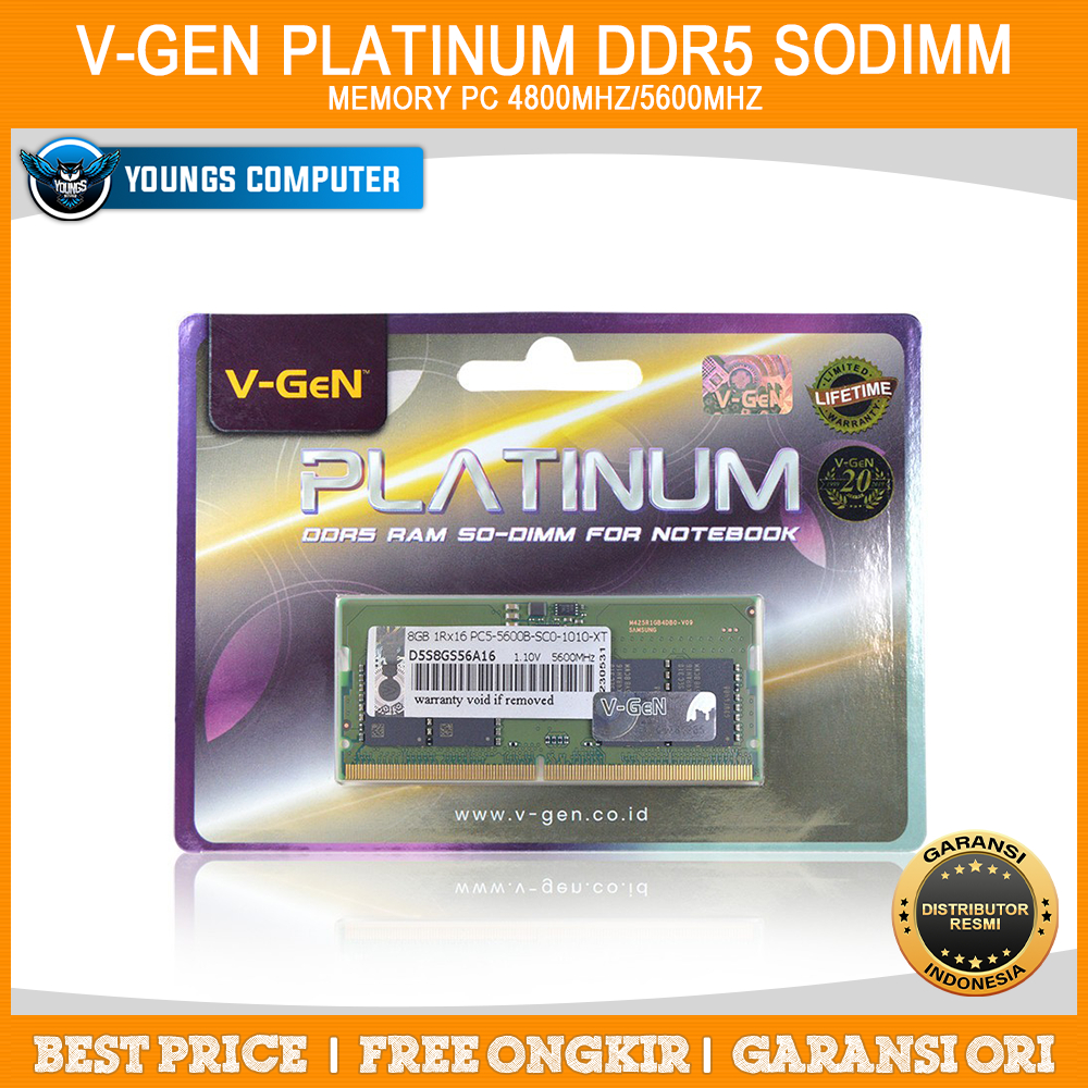 Jual RAM V-GEN PLATINUM DDR5 8GB, 16GB, 32GB - 4800Mhz/5600Mhz VGEN ...
