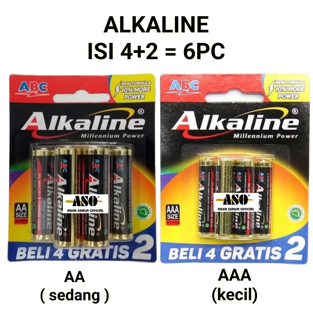 Jual Baterai Battery Batere ABC Alkaline AA/AAA isi 6pc 1.5v | Shopee ...