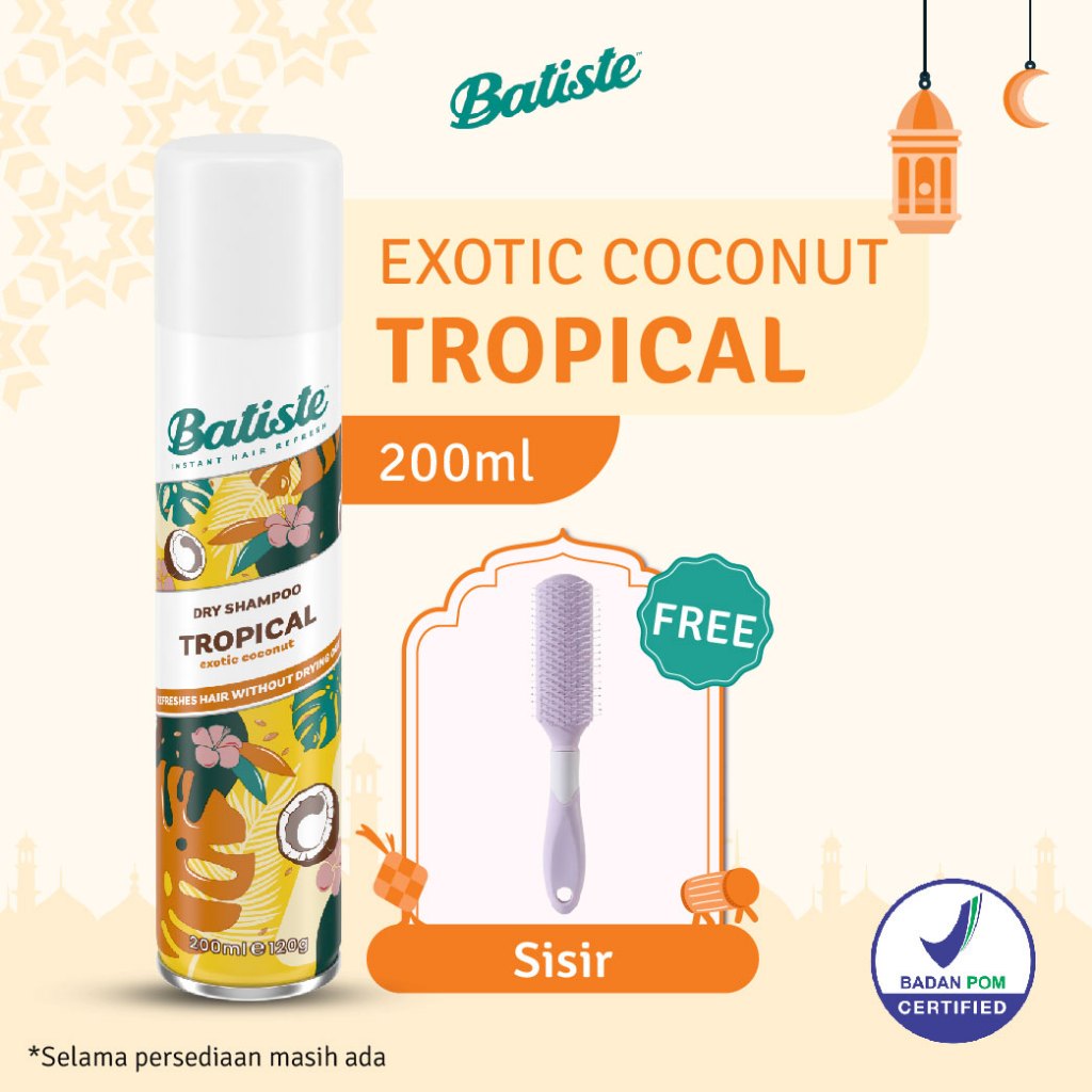 Jual Batiste Tropical Exotic Coconut Dry Shampoo 200ml FREE Sisir Warna ...