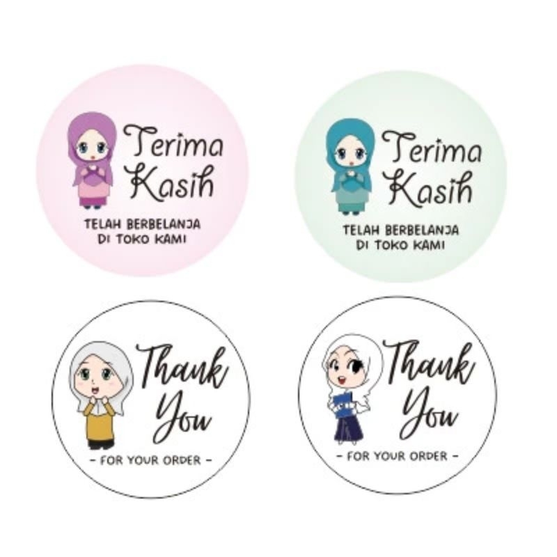 Jual Stiker Label Makanan Tulisan Thank You Terima kasih 500 pcs stiker ...