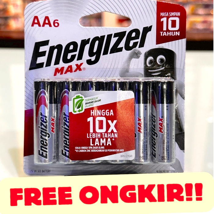Jual Batu Baterai Energizer Max AA/AAA/A2/A3 isi 6 Alkaline Batrei Tahan Lama | Shopee Indonesia