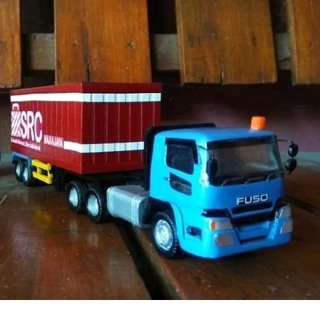 Jual Miniatur truk Fuso box kontainer biru merah | Shopee Indonesia