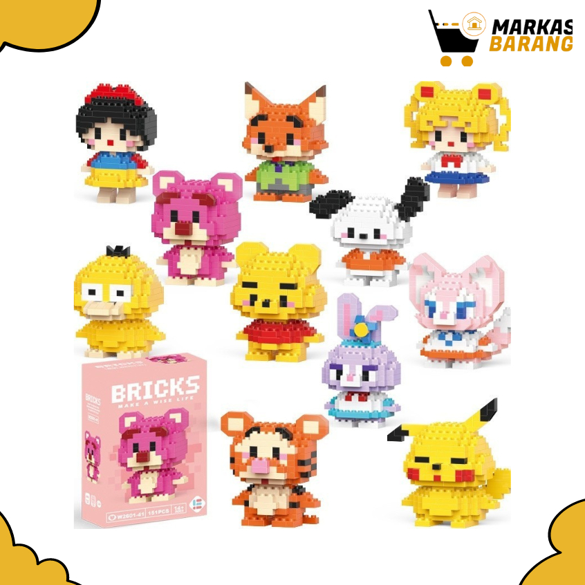 Jual Mainan Edukasi Anak Bricks Kartun Karakter Lucu/Nano Block Lego ...