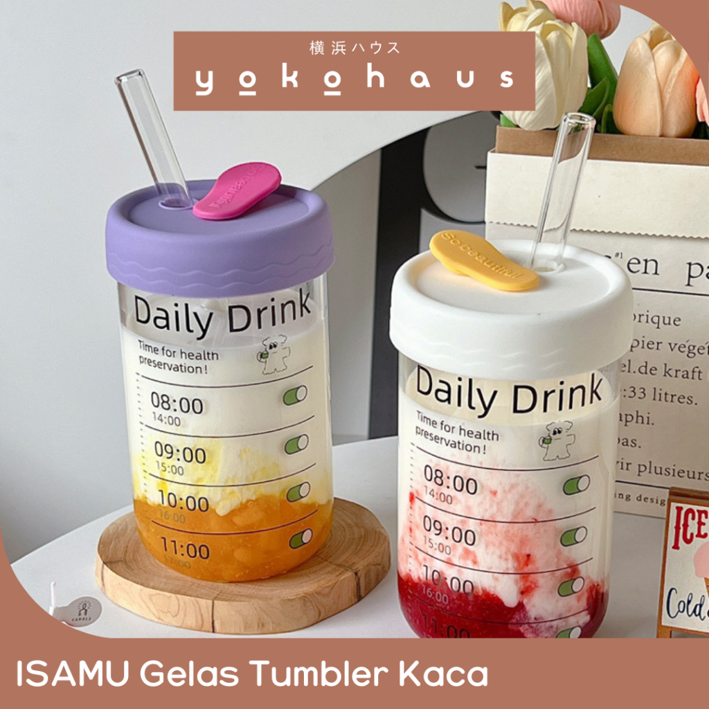 Jual YOKOHAUS - ISAMU Tumbler Kaca Minuman Estetis Botol Air Air Minum ...