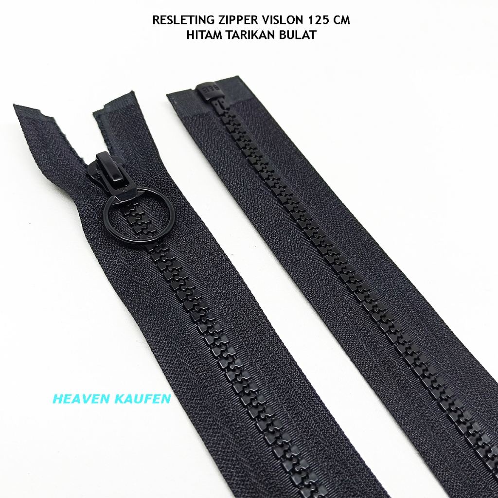 Jual Resleting Zipper 125 cm Vislon Hitam Set Open End Buka Lepas ...