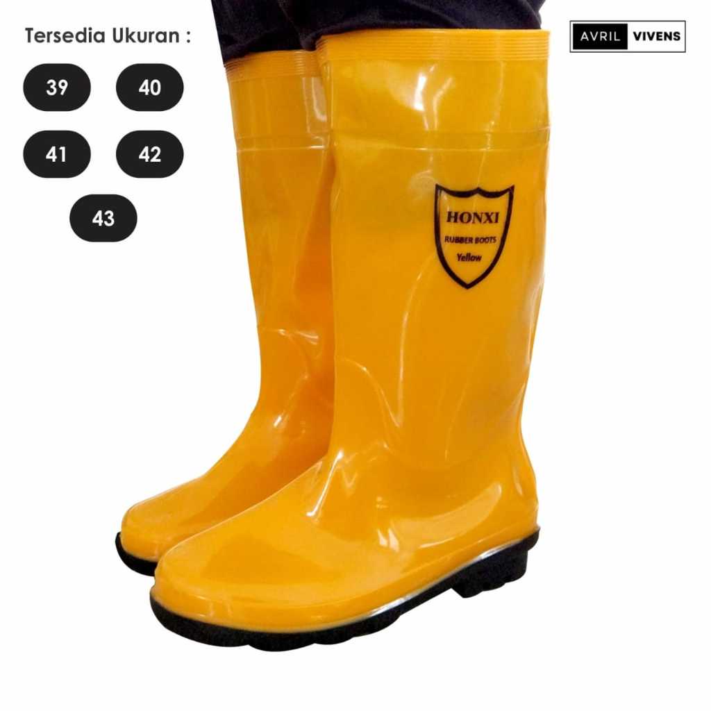 Jual [AVV] Sepatu Proyek Boot Honxi Kuning / Sepatu Boots Kerja Karet ...