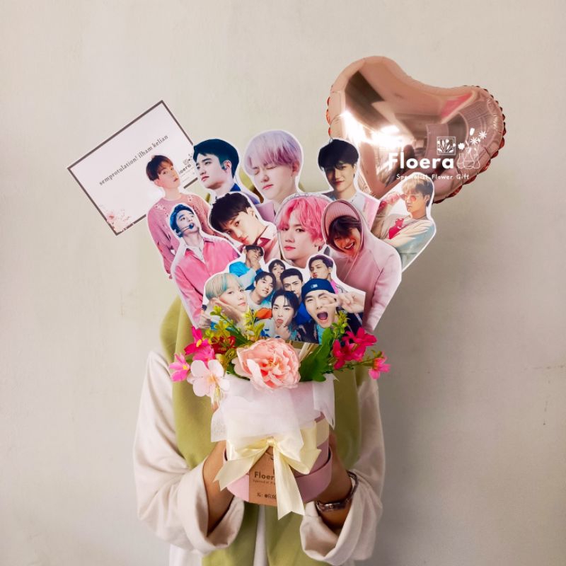 Jual Photo Bloom Box dengan balon bunga bucket bunga buket foto kpop ...