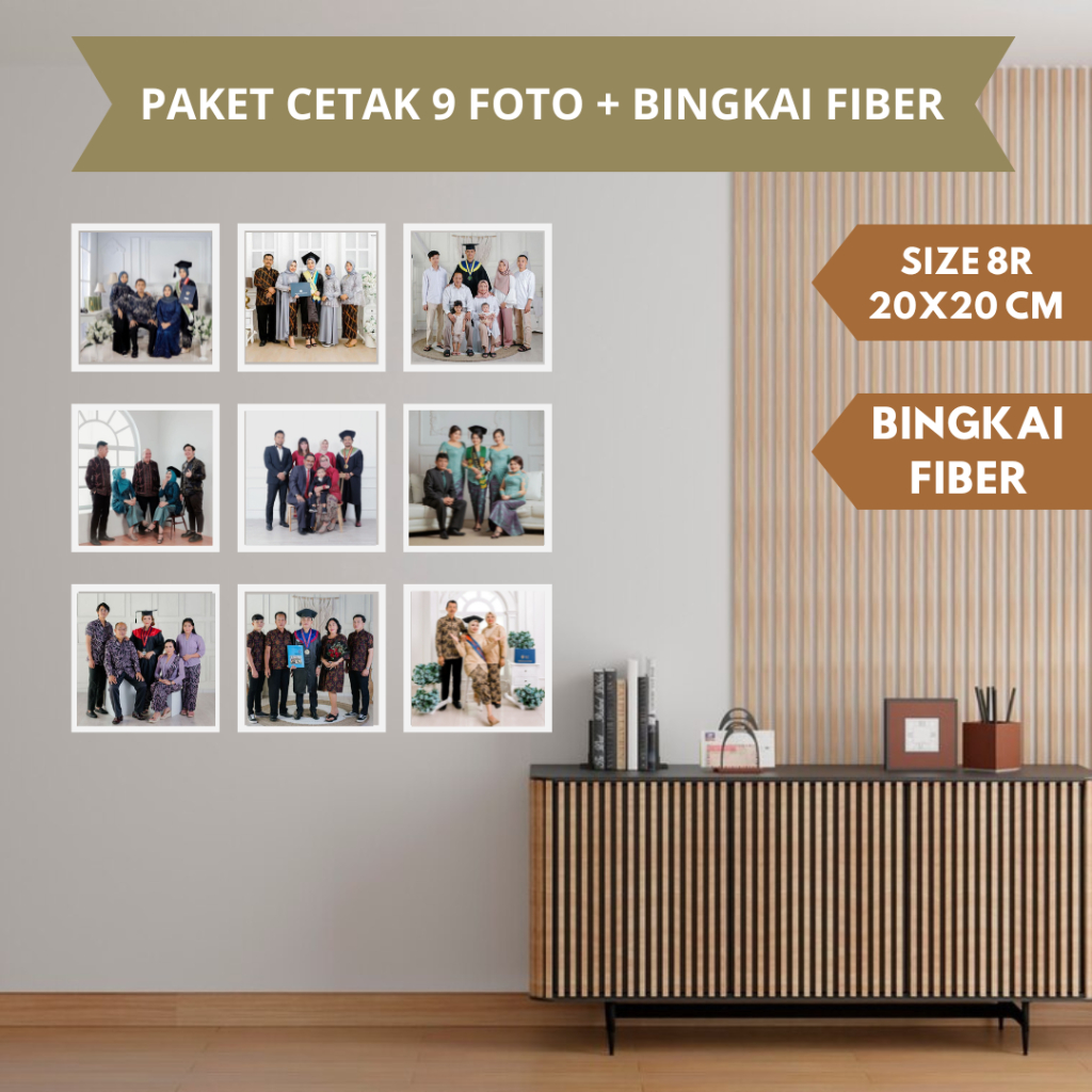 Jual PAKET 9 FOTO CUSTOM 8R 20X20 CM ,BINGKAI FIBER, Cetak Foto Custom ...