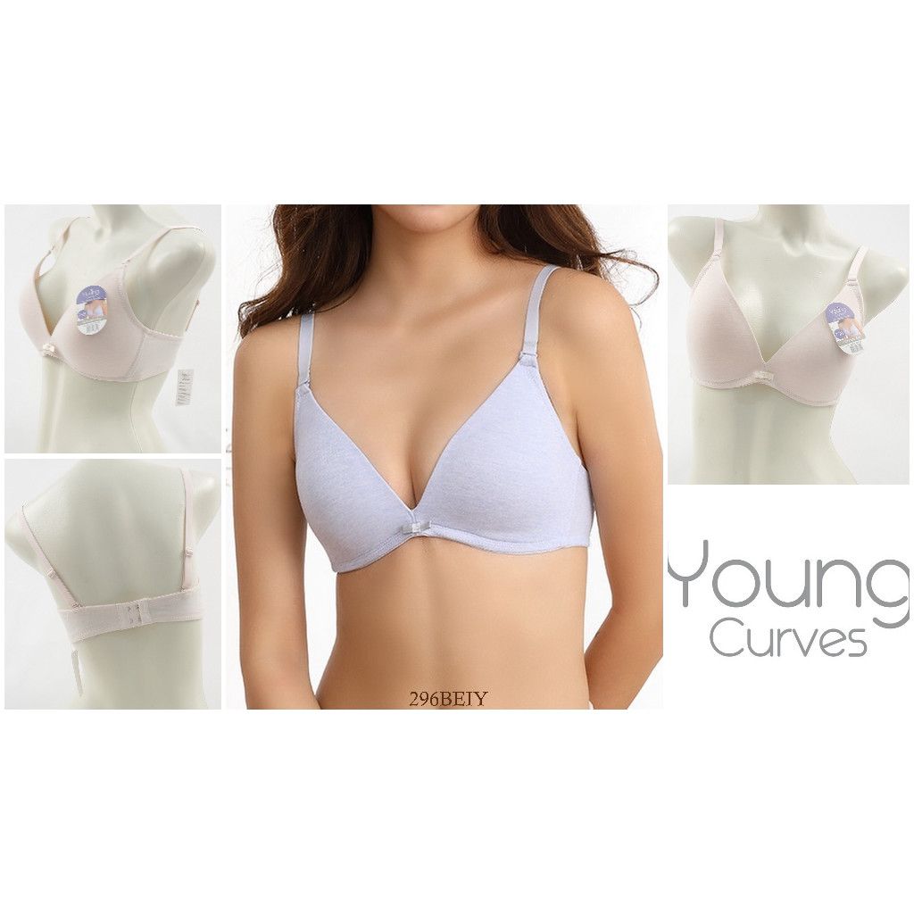 Jual Bra Wanita Full Cup Tanpa Kawat YOUNG CURVES Busa Tipis size 38C Katun Pakaian Dalam ...