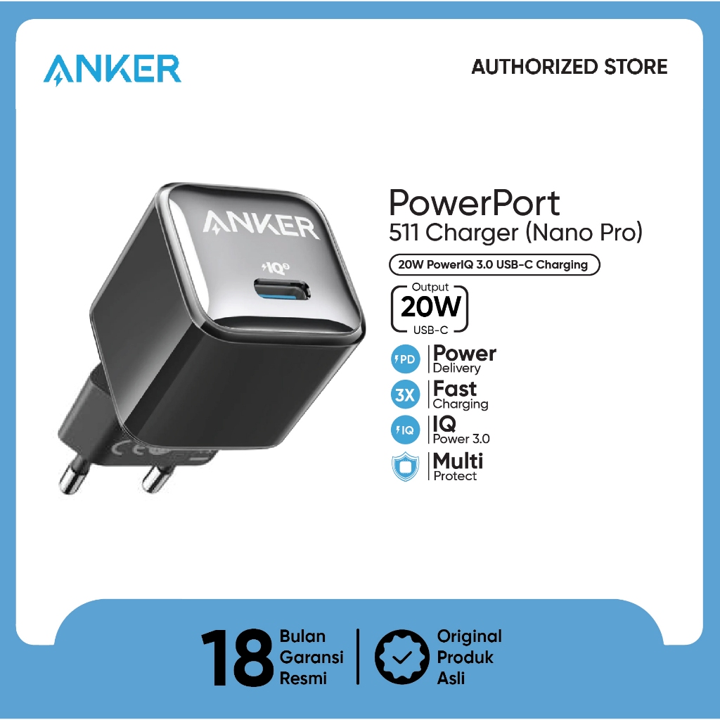 Jual ANKER Wall Charger Nano Pro 20W PowerPort Type C Fast Charging ...