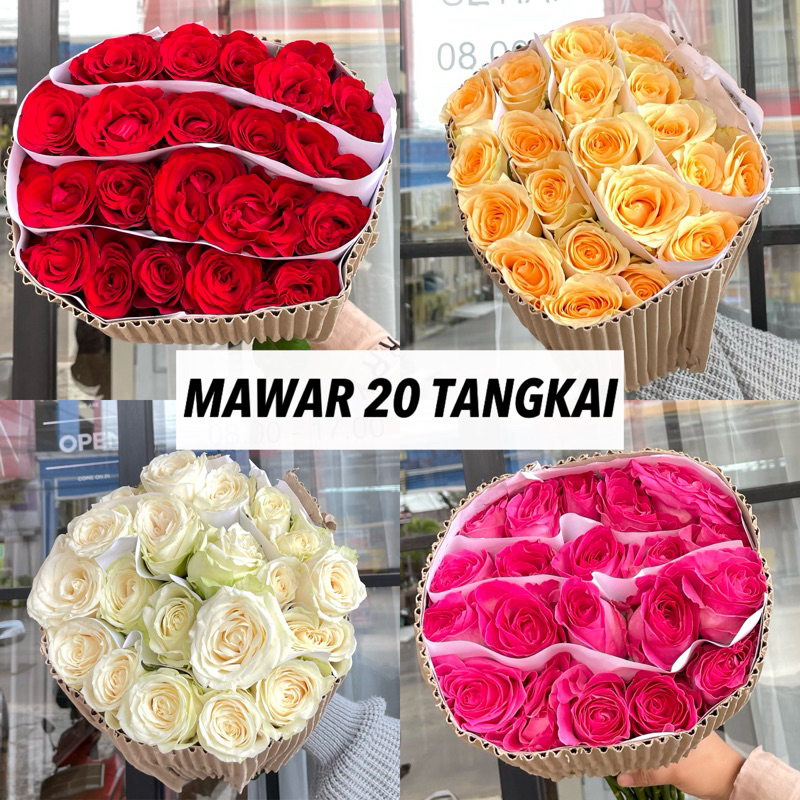 Jual (20 Tangkai) MAWAR Bunga SEGAR / Bunga ASLI | Shopee Indonesia