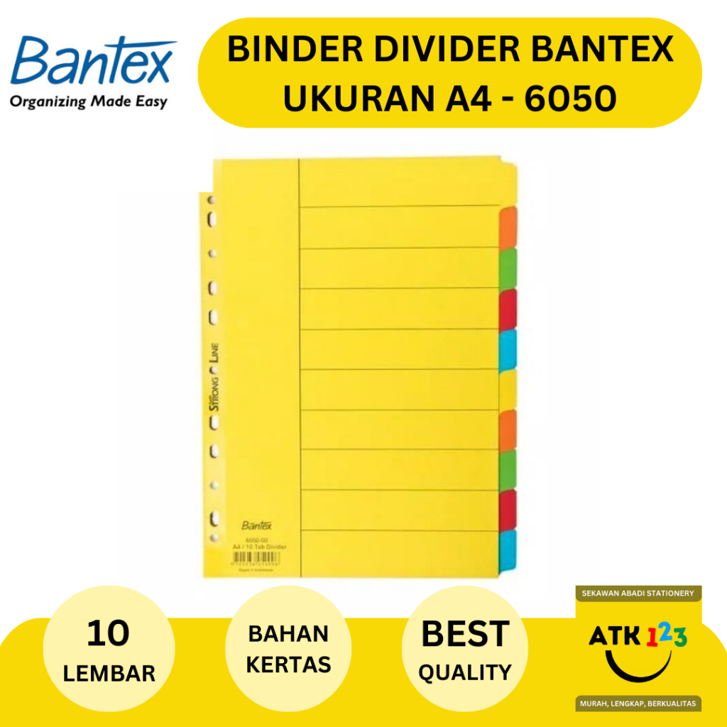 Jual BANTEX Binder Divider Pembatas Odner Ukuran A4 Bantex 6050 10 ...