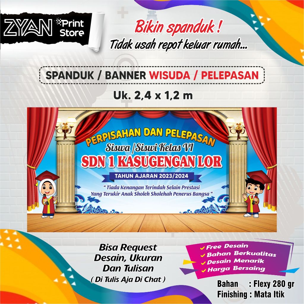 Jual SPANDUK BANNER WISUDA PELEPASAN SD | Shopee Indonesia