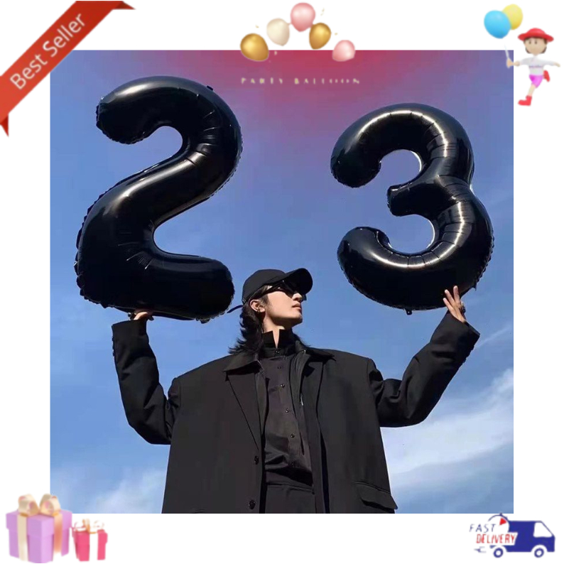 Jual Balon Foil Angka 0-9 Ukuran 80 cm 32 Inch Hitam Ballon Number ...