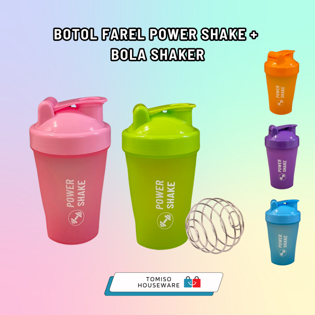 Jual SET 2 in 1 Botol Farel PowerShake+ Bola Shaker Rainbow 400ml ...