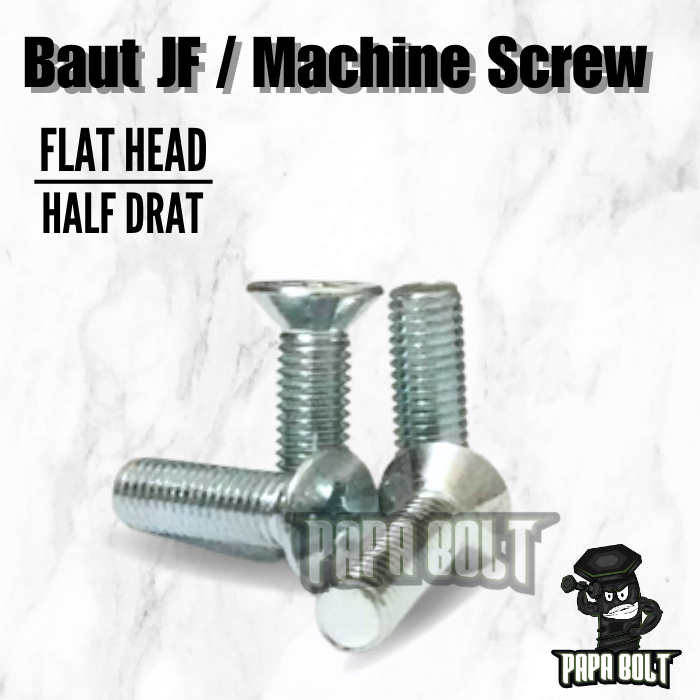 Jual Baut JF Flat Head Verseng Kepala Obeng(+) M8 x 15 - 60mm (ISI 100 ...