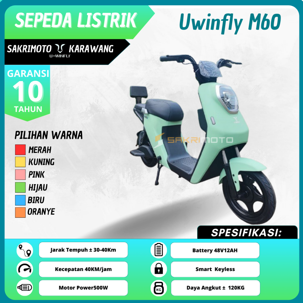 Jual Sepeda Listrik uwinfly m60 garansi resmi 500 watt | Shopee Indonesia