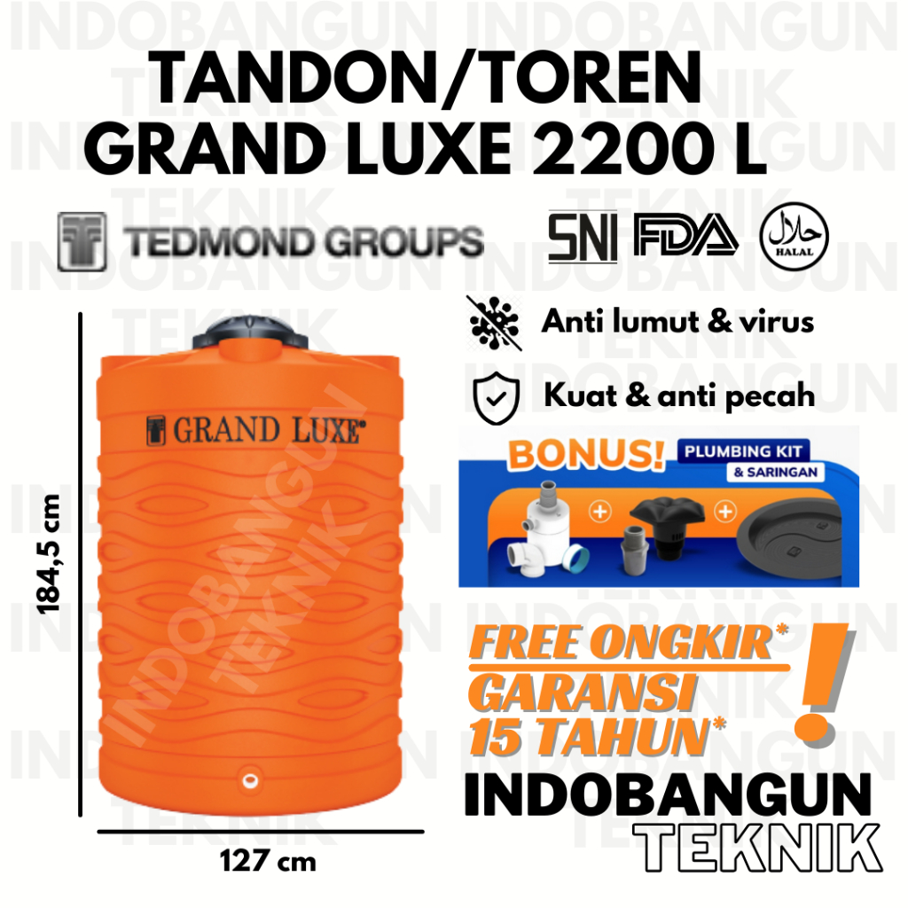 Jual Tandon Toren Tangki Air Tedmond Grand Luxe 2200 2000 Liter Harga ...