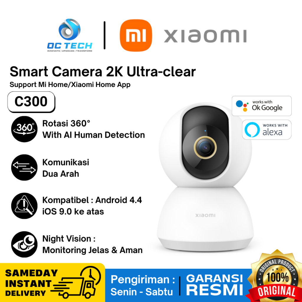 Jual Xiaomi CCTV WIfi IP Cam Smart Camera C300 2K Ultra Clear 3MP AI ...
