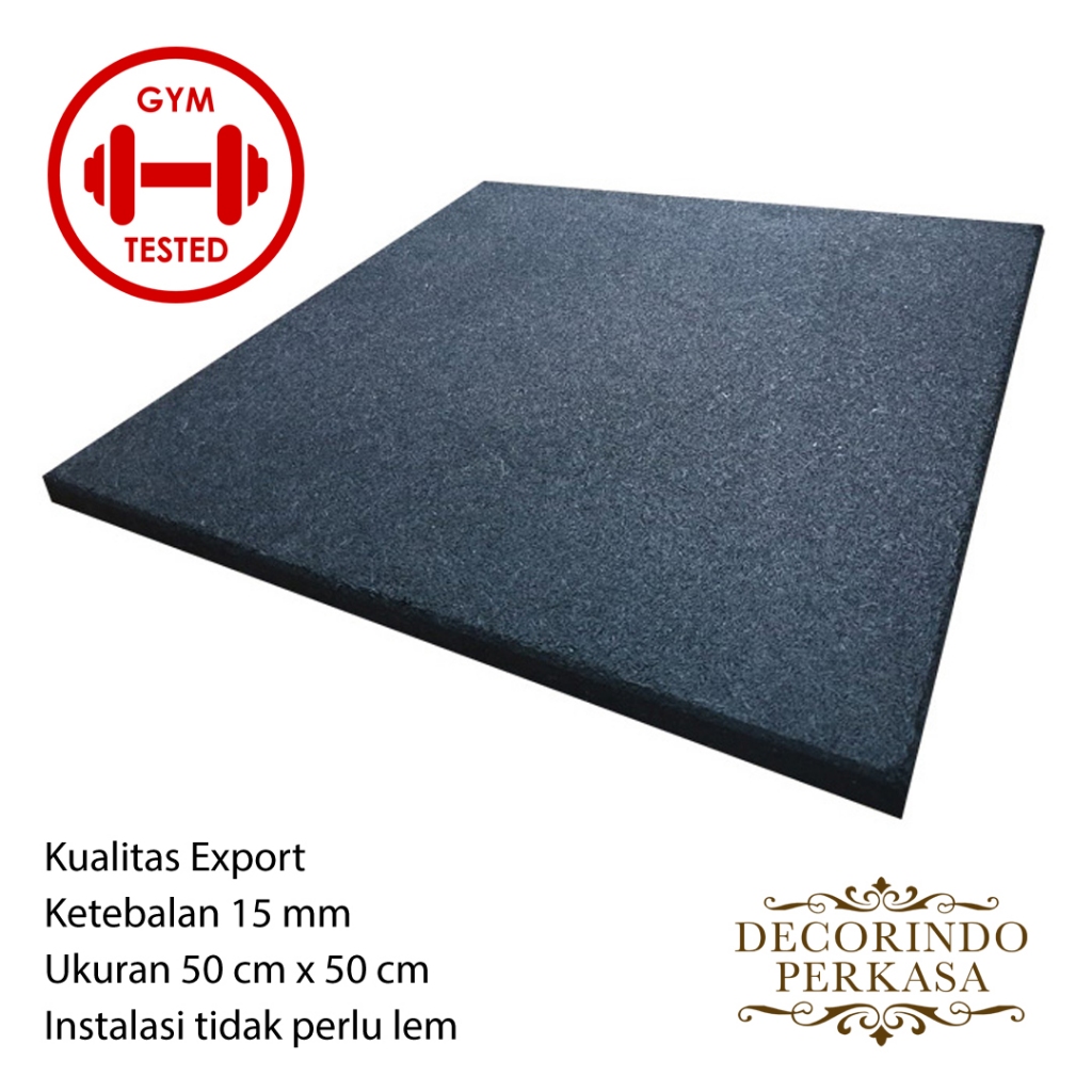 Jual Gym Mat Tile Flat Polos Bintik Lantai Karet Lantai Gym Tebal 15 mm ...