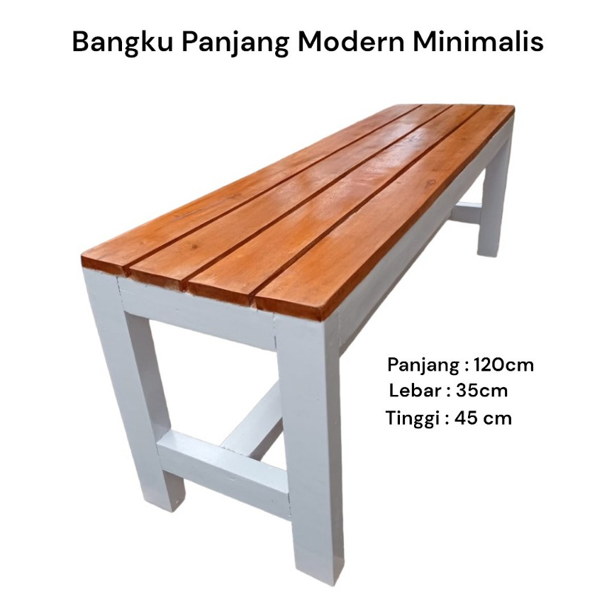Jual Bangku Kayu Panjang Teras Minimalis 120cm Warna Natural Putih ...