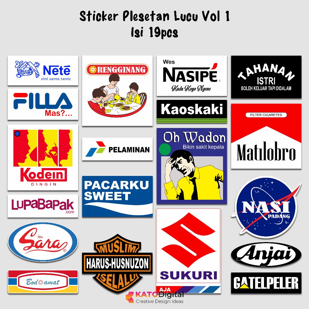 Jual Stiker Plesetan Lucu Brand Kata Kata Lucu Tahan Air Sticker Helm ...