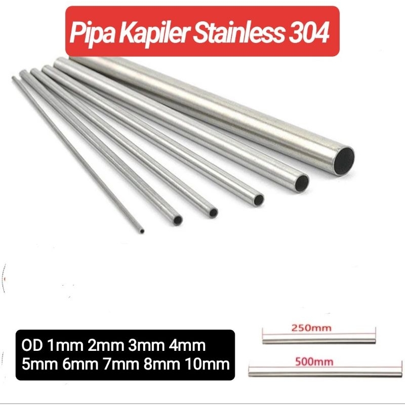 Jual Pipa Kapiler Stainless ss304 OD 6mm 7mm 8mm L 250 MM | Shopee Indonesia