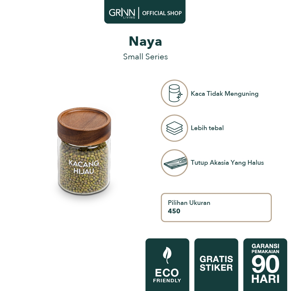 Jual GRINN LIVING Naya Jar /Toples Kaca Kedap Udara /Tutup Kayu Putar ...