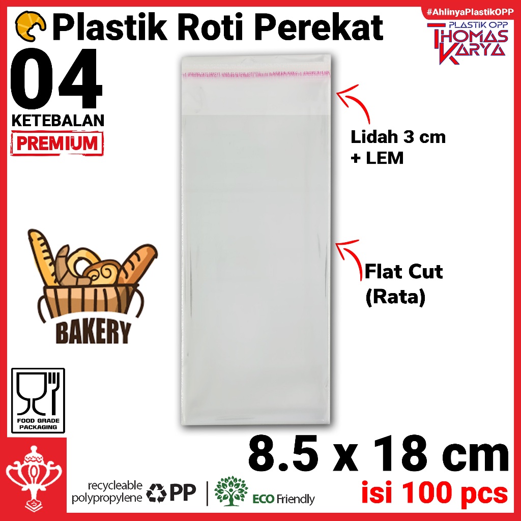 Jual Plastik OPP 8,5x18 TEBAL isi 100 Kantong Bening Kemasan Roti Manis ...