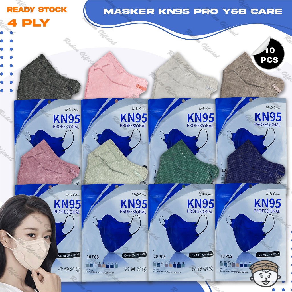 Jual Masker KN95 PRO Y&B CARE 4Ply isi 10Pcs Putih Hitam Warna 95PRO KN ...