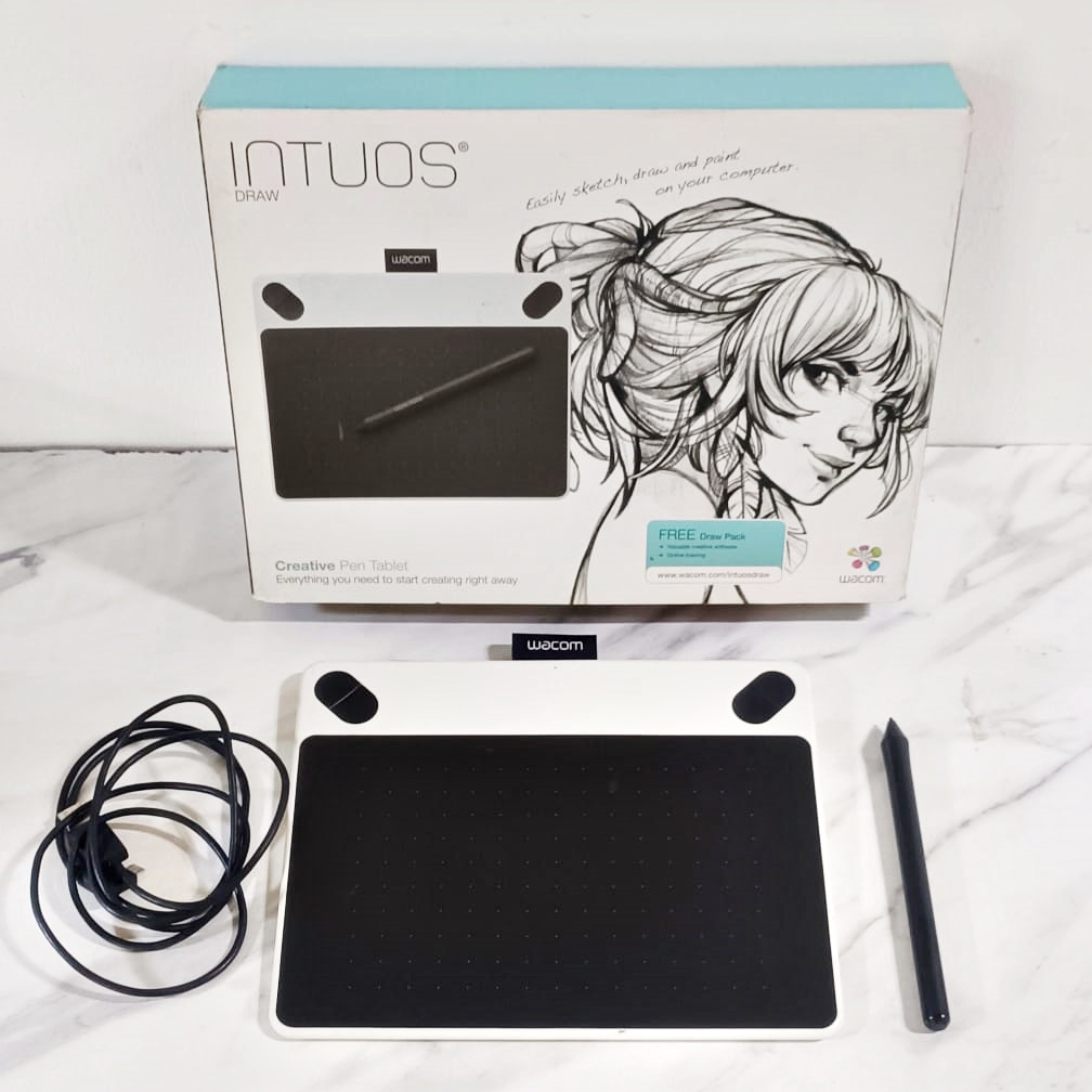 Jual Wacom Intuos Draw Ctl490 White Pen Tablet Alat Desain Grafis Putih ...
