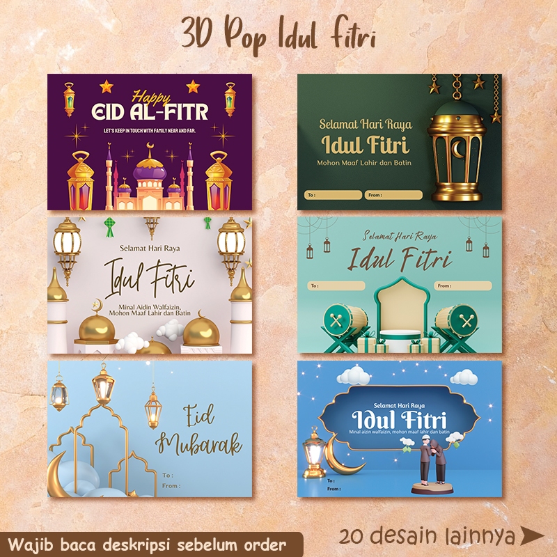 Jual KARTU/STIKER/HANGTAG UCAPAN LEBARAN IDUL FITRI 3D POP EDITION ...