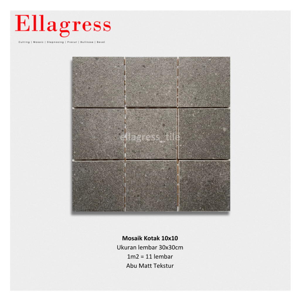 Jual Ellagress Mosaik Keramik Kotak 30x30 ABU MATT Lantai / Dinding ...