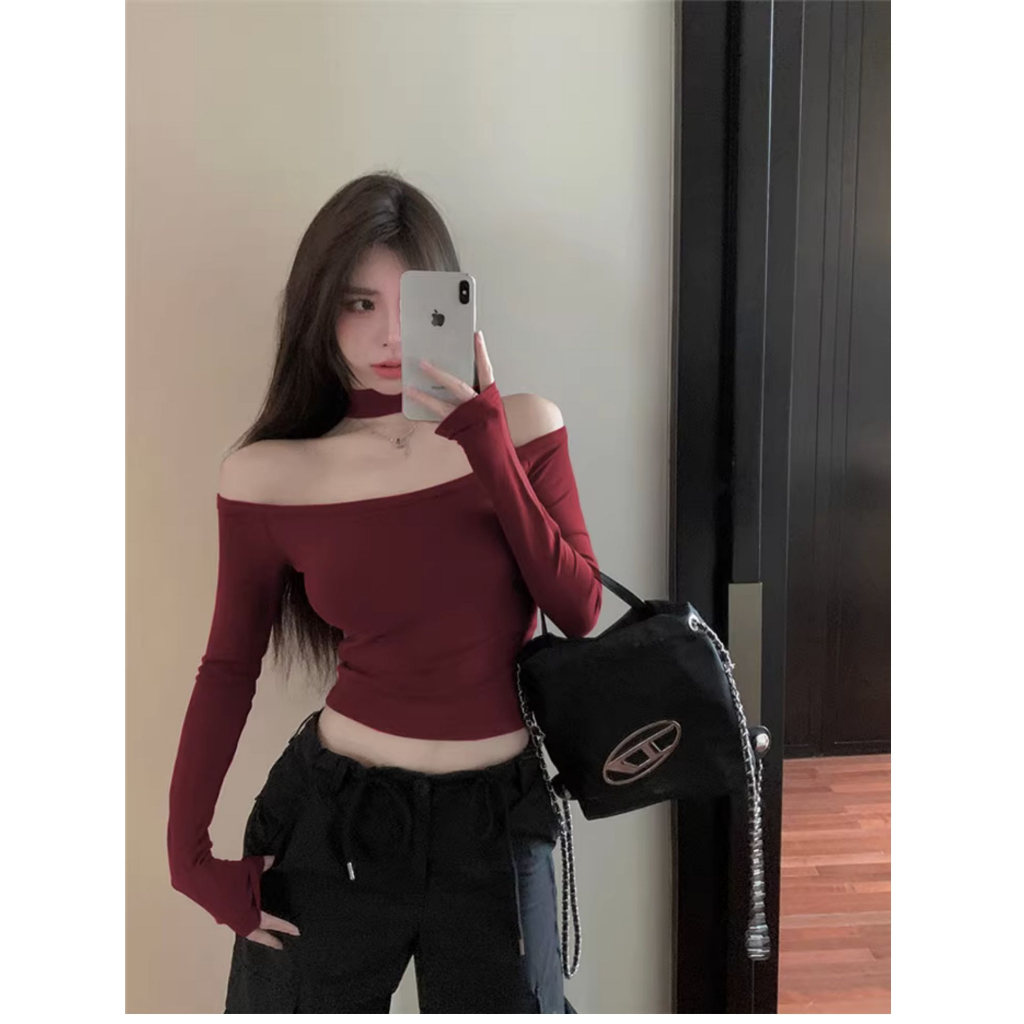 Jual Cohan DS028 Baju Fashion Women's Slimbody Square Neck Long Sleeve ...