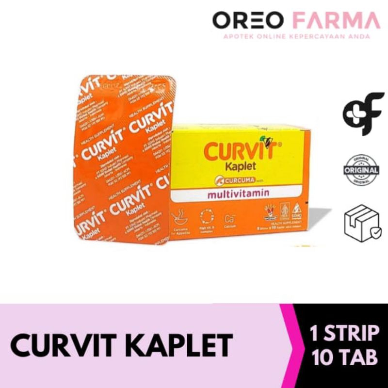 Jual Curvit Kaplet Strip isi 10 Tablet | Vitamin Nafsu Makan | Shopee ...