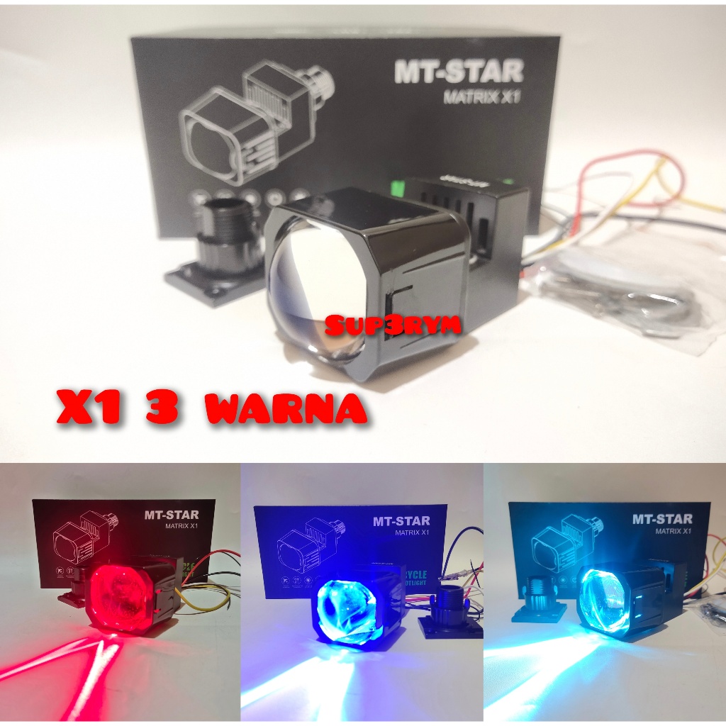 Jual Lampu Utama Biled Matrix X1 Projector 3 warna MTSTAR 1,5inch Blue ...