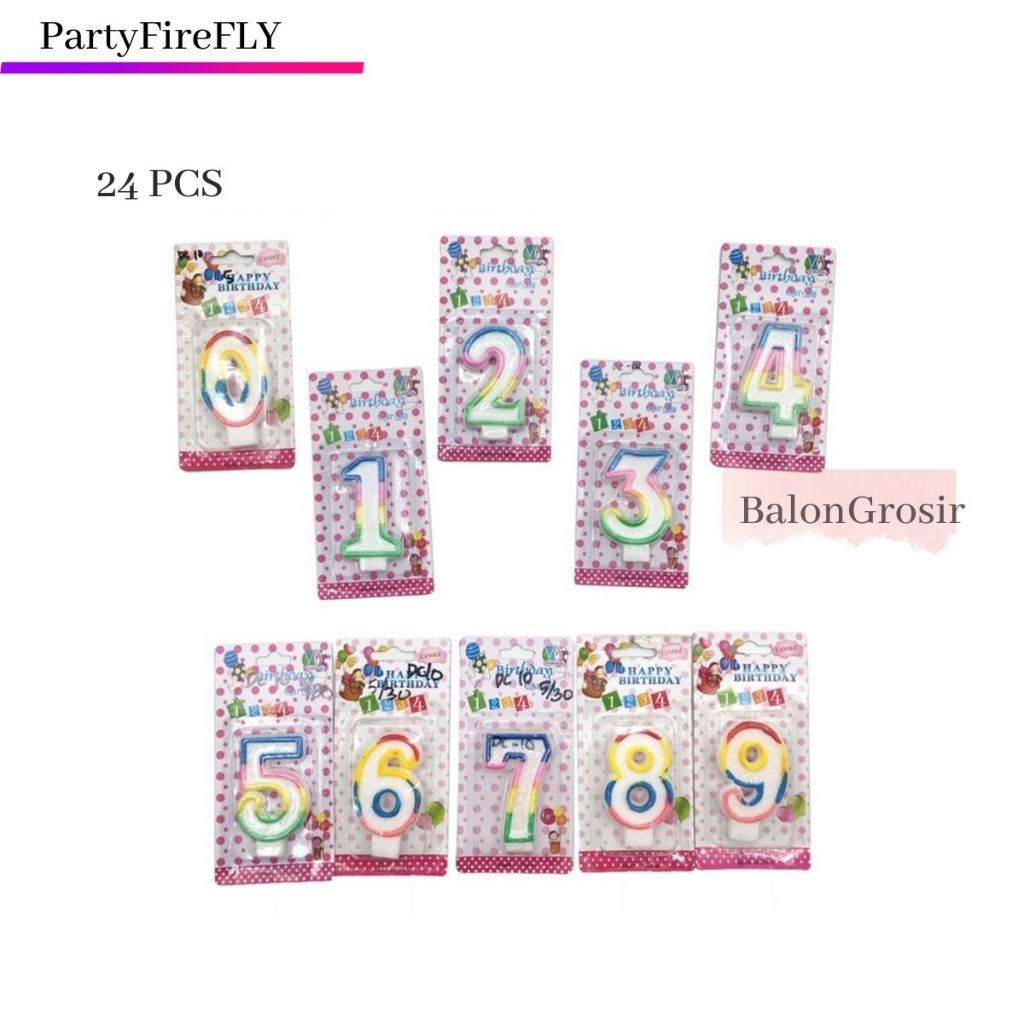 Jual Lilin ultah angka rainbow gliter, lilin ulang tahun, lilin angka ...