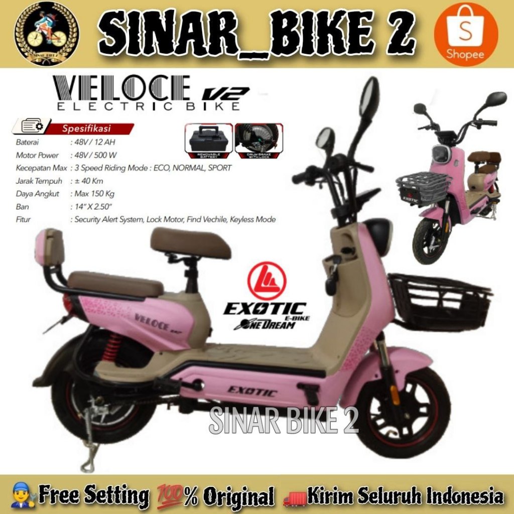 Jual Sepeda Listrik EXOTIC VELOCE V2 // VELOCE V1 // AT 226 // EXOTIC ...