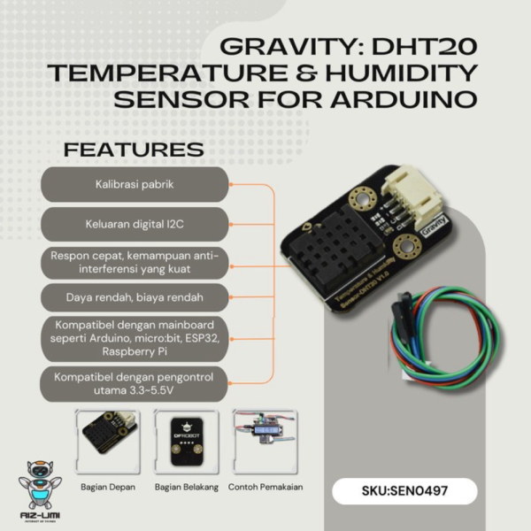 Jual Dfrobot DHT20 Temperature Humidity Sensor for Arduino Limited | Shopee Indonesia