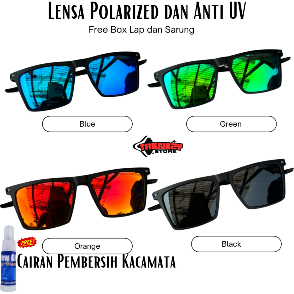 Jual Kacamata Polarized Pria Porsce Design Flex Original Anti Radiasi Sunglasses Hitam Bingkai ...