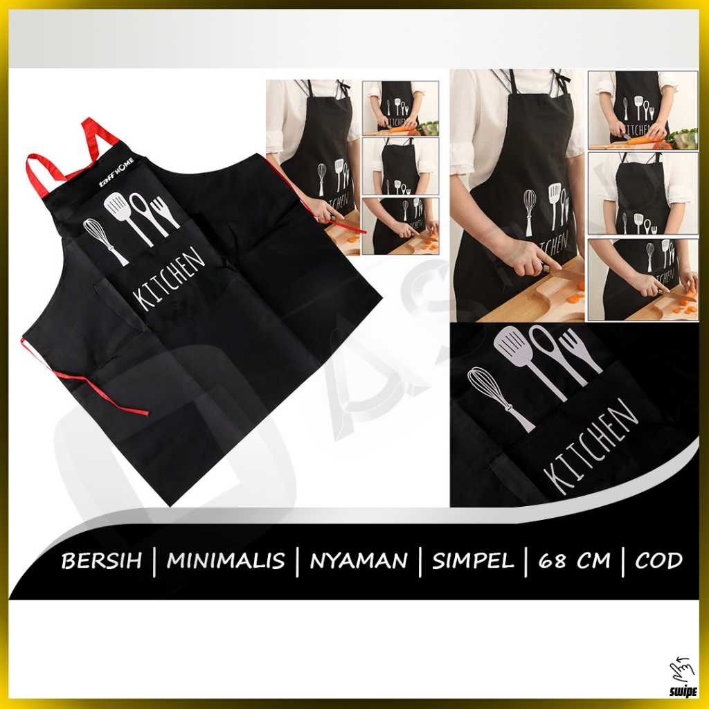 Jual Apron Kitchen Hitam Celemek Masak Dapur Cafe Coffee Shop Barista ...