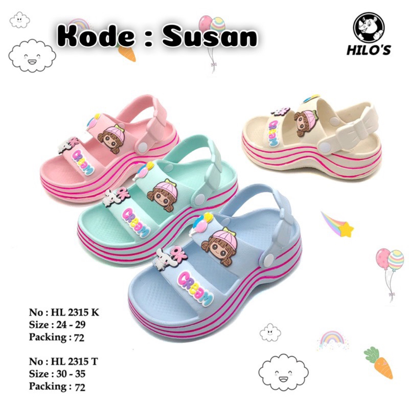 Jual SANDAL SUSAN WEDGES ANAK JELLY RUBBER CEWEK TALI BELAKANG | Shopee ...