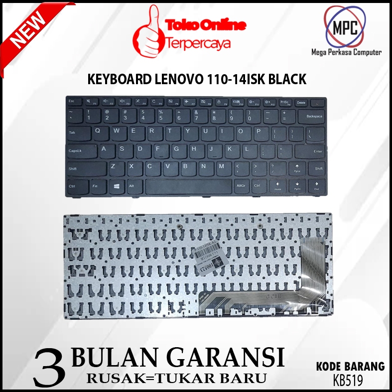 Jual Keyboard Laptop Lenovo IP 110-14 ISK Series Hitam | Shopee Indonesia