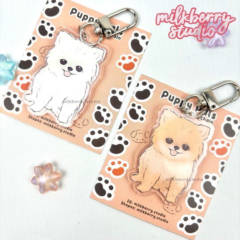 Jual [milkberry studio] Cute Pomeranian Puppy Dog Acrylic Keychain ...