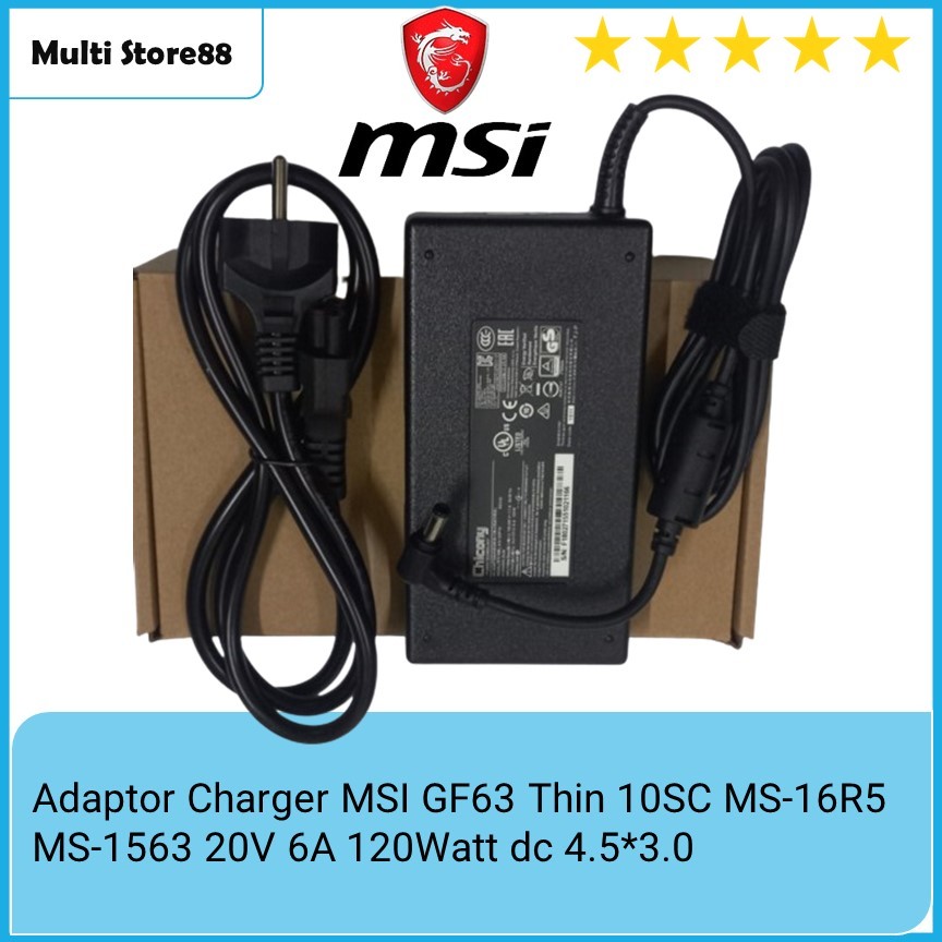 Jual Adaptor Charger MSI GF63 Thin 10SC MS-16R5 MS-1563 20V 6A 120Watt ...